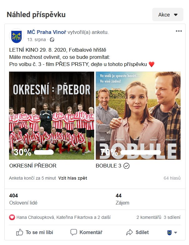LETNÍ KINO 2 - film BOBULE 3 – Městská část Praha-Vinoř
